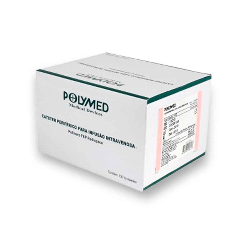 Cateter Intravenoso Caixa com 100 - Polymed - 20G Rosa